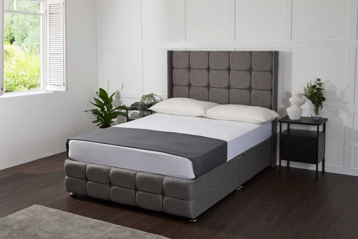 Atlanta Divan Bed Base with Floor Standing Winged Headboard & Footboar ...