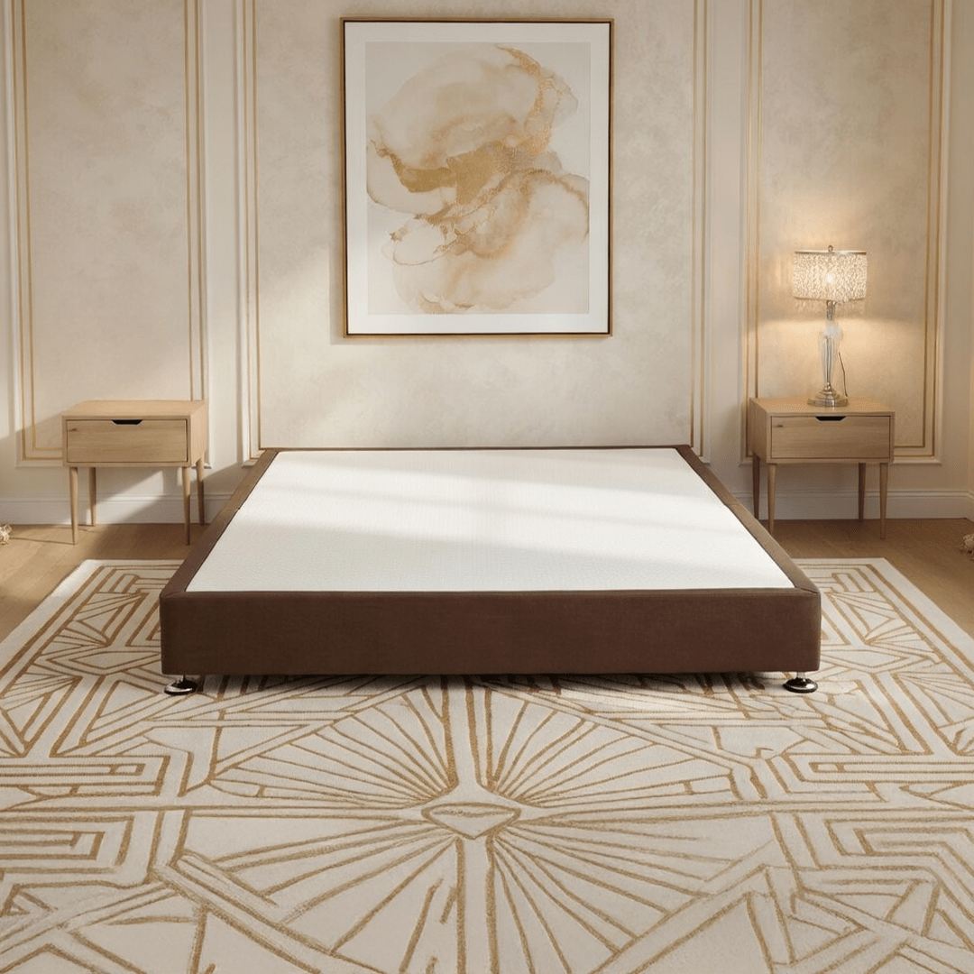 Low Divan Bed Base on Chrome Glides or Castor Wheels – Midas Beds
