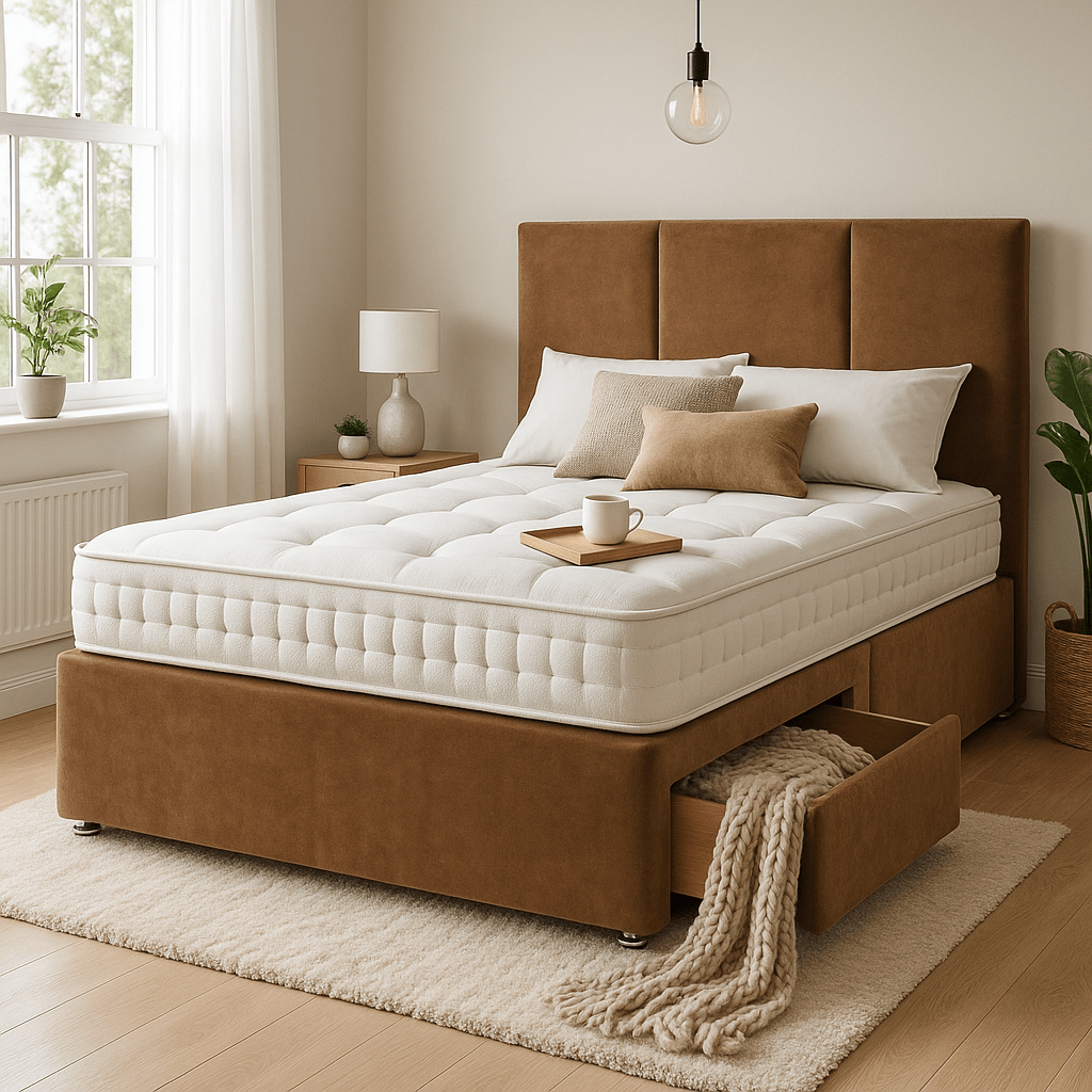 Monaco Floor Standing Upholstered Divan Bed | Midas Beds UK