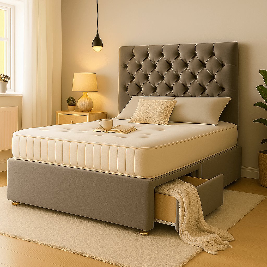 New York Floor Standing Upholstered Divan Bed - Midas Beds